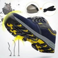 China Men's Steel Toe Safety Shoes Anti Smashing Anti Puncture Anti Slip Leather Work Boots Size 5-11 for sale