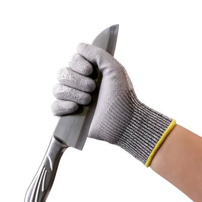 China EN388 4131X PU Coated Cut Resistant Glove Level 5 HPPE Shell Safety Work Gloves Size 7-11 for sale