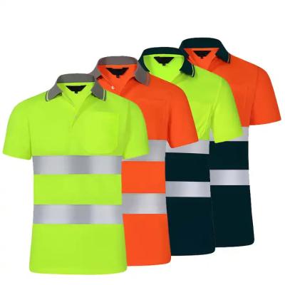 China High Visibility Reflective Safety Work Wear Construction Polo Shirts with 5cm Webbing for sale