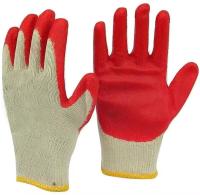 China Economical Red Latex Coated Gloves 10 Gauge Cotton Knit Safety Work Gloves for Construction Gardening for sale