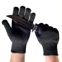 China Stainless Steel Wire Cut Resistant Gloves Level 5 EN388 Black Safety Work Gloves for sale