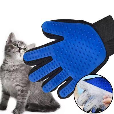 China Pet Hair Remover Glove Bathing Brush for Cats Dogs Grooming Massage One Size Rubber Blue for sale