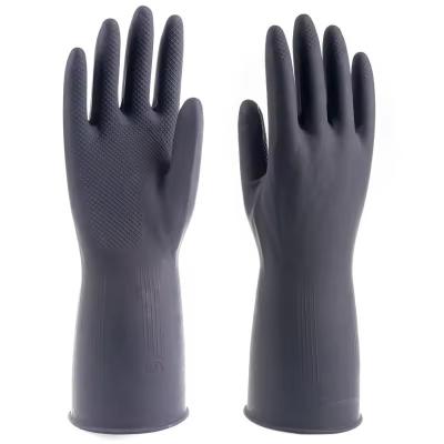 China Heavy Duty Latex Gloves 30cm Length Waterproof Chemical Resistant Industrial Cleaning for sale