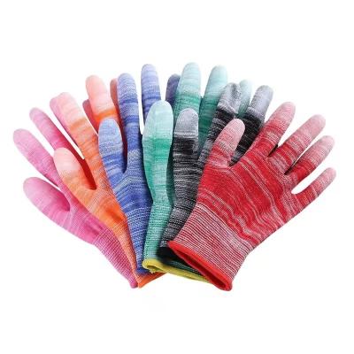 China PU Finger Gloves Nylon Glue Impregnated Thin Anti Skid Wear Resistant Labor Protection Gloves Size 17x15x7cm for sale