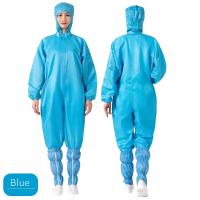 China Washable Blue Anti-static Clean Room Coverall Jumpsuit ESD Garment Without Hood Surface Resistance 10E6-10E9 Ohm for sale