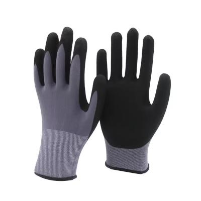 China 15G Nylon Spandex Sandy Nitrile Coated Work Gloves Size 7-11 EN388 4131 for sale