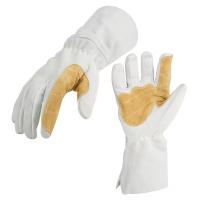 China 41cm Soft Top Grain Goatskin Leather Welding Gloves Kevlar Stitching Tig Welder Mitten for sale