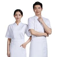 China Custom Chef Uniform Jacket Polyester Cotton Unisex Kitchen Cooking Workwear for Hotel Restaurant for sale