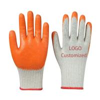 China Cotton Latex Coated Work Safety Gloves 7-21 Gauge Anti Slip for Construction for sale