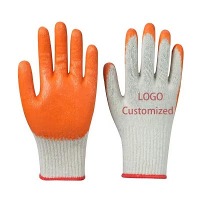 China Cotton Latex Coated Work Safety Gloves 7-21 Gauge Anti Slip for Construction for sale