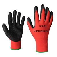 China Frosted Coated Safety Work Cotton Gloves 7 Gauge Polyester Latex Custom for sale