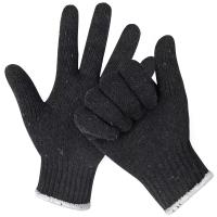 China Cotton Knit Safety Gloves 7 Gauge 23cm Black White Cuff Wear Resistant Construction Auto Repair Gardening for sale