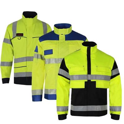 China High Visibility Safety Work Jacket Cotton Polyester 250gsm EN ISO 20471 Class 2 for sale