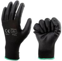 China Industrial PU Coated Gloves EN388 4131X 13G Polyester Safety Work Gloves Black for sale