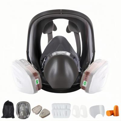 China Gas Mask Spray Paint Organic Vapor Dust Mask Durable TPE Activated Carbon Face Mask Double Filter Box M Size for sale