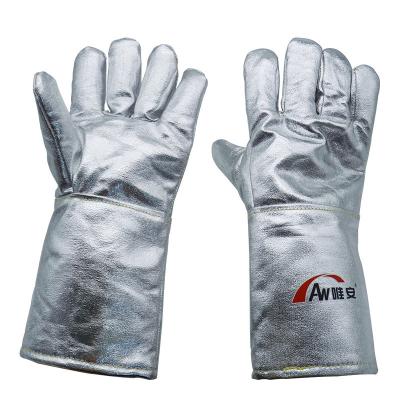 China 45cm Aluminized Heat Resistant Gloves 1000°C Radiant Protection for Welding Metal Smelt for sale