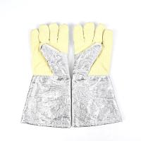 China Aluminized Heat Resistant Gloves 500°C Contact 1000°C Radiant Protection 38cm Length for Metal Smelting for sale