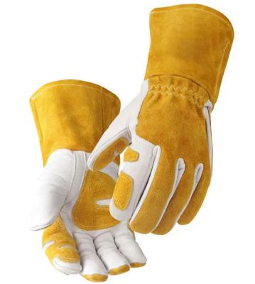 China Cowhide Leather Welding Safety Glove 14-18 Inch Heat Resistant Cowsplit for sale