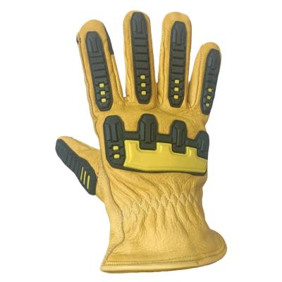 China Cowhide Impact Resistant Gloves Anti Vibration Oil Chemical Resistant S to XL Sizes for sale