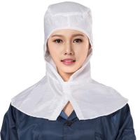 China Lint Free Stripe Polyester Fiber ESD Work Hoods Cleanroom Shawl Cap 10^8-10^10 Ohm for sale