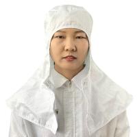 China Anti-Static ESD Safety Shawl Hat 99% Polyester 1% Carbon Fiber Cleanroom Dustproof Cap for Food Factory for sale