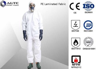 China XL White PE Laminated Fabric With SMS Back Panel Chemical Protective Suit for sale
