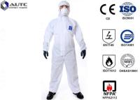 China XXL White PE Laminated Fabric SMS Non-Woven Chemical Resistant Coverall Type 4 5 6 for sale