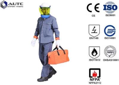 China 8 cal Arc Flash PPE Safety Suit ASTM F2621 Category 1 Flame Resistant Uniform S-3XL for sale