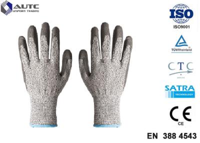 China 3 Gauge HPPE Liner PU Coated Elastic Seamless Knit Industrial Safety Hand Gloves Cut Level 5 for sale