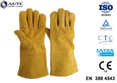 China Leather Heat Resistant PPE Safety Gloves 16 Inch Extra Long Sleeve for Welding Oven Fireplace for sale