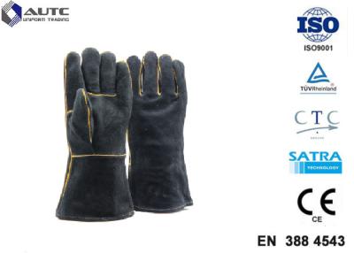 China Cow Split Leather Welding Gloves Heat Resistant 16 Inch Extra Long Sleeve EN388 EN407 for sale
