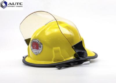 China Fire Construction Safety Helmet Yellow Polyamine Flame Retardant Face Shield 1360g GA44-2015 for sale