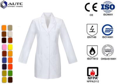 China Long Sleeve Disposable Medical Workwear with Notched Collar and Three Pockets - 65% Polyester/35% Cotton, 37