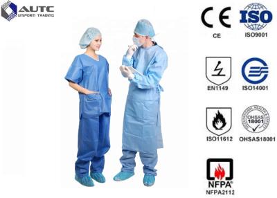 China Clinical Doctor Light Blue Scrubs Fluid Resistant Lint Free 25-70G/M2 Weight S-5XL Sizes Hospital Surgical Workwear for sale