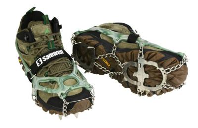 China Stainless Steel Chain Ice Crampons with Silicone Straps - Anti-Slip Hiking Climbing Grippers for Winter Shoes for sale