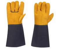 China Cowhide Leather Welding Gloves 16 Inch Extra Long Sleeve Heat Resistant MIG TIG Welder Work Gloves for sale