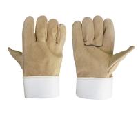 China Two Layer Suede Welder Gloves Half Leather Electric Welding Labor Gloves EN388 EN407 for sale