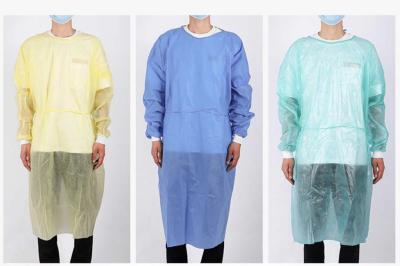 China Disposable Isolation Gown PP+PE Laminated Waterproof and Breathable for Lab and Hospital Use​​ for sale