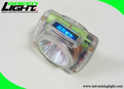 China 15000lux Compact LED Miners Cap Lamp IP67 Waterproof Transparent ABS With OLED Display for sale