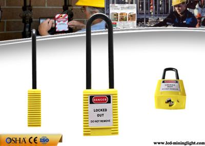 China Yellow PVC Tag Safety Lockout Padlock 76mm Nylon Shackle OSHA Compliant for sale