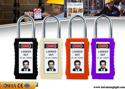 China 8 Colours Long ABS Body Safety Lockout Padlocks with Luminous PVC Tag for sale