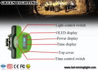 China Green LED Mining Headlamp 6.4 Ah with OLED screen with PP meterial for sale