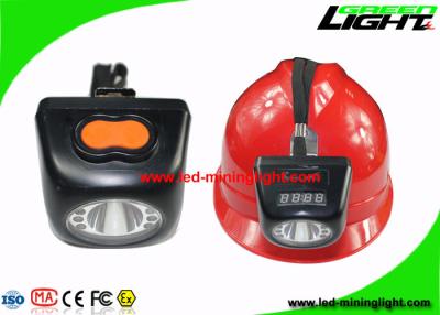 China Black Color Cordless Mining Lights , Miners Cap Lamp With High Beam LCD Screen for sale