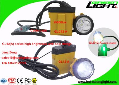 China 25000 Lux Corded Miner Helmet Light CREE LED 3.7V 10.4Ah IP68 with SOS Low Power Warning for sale