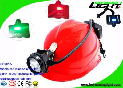 China Semi Corded Coal Miner Hard Hat Light 6.8Ah Li-Ion Battery 2 SMD Back Up Lights for sale