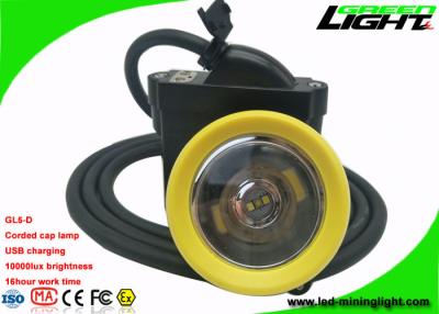 China Corded Mining Cap Lamp USB Charger 10000lux Brightness 6.6Ah Li-ion Battery for sale