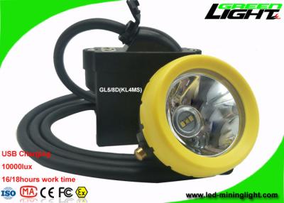 China Safety Mining Cap Lights High Low Beam 10000lux With Cable USB Charging Indication for sale