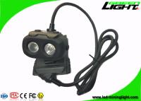China Dual Beam LED Mining Cap Light 15000lux 10.4Ah Panasonic Battery Antistatic Material for sale