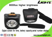China Cordless Miners Cap Light 1.3W 4.5Ah 8000lux LED Mining Headlamp with Digital Display for sale