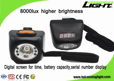 China Cordless Miners Cap Light 1.3W 4.5Ah 8000lux LED Mining Headlamp with Digital Display for sale